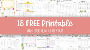 2024 Four Month Calendars - 18 FREE Printables - PrintaBulk